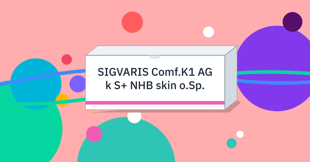 Symbolbild: Packung mit der Aufschrift SIGVARIS Comf.K1 AG k S+ NHB skin o.Sp. (PZN 17097995) – Verfügbarkeit und Bezug in Apotheken in Frankfurt am Main