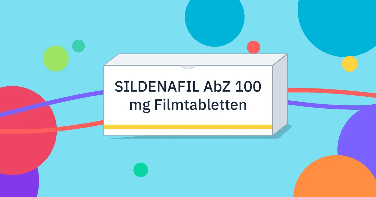 Symbolbild: Packung mit der Aufschrift SILDENAFIL AbZ 100 mg Filmtabletten (PZN 12542189) – Verfügbarkeit und Bezug in Apotheken in Frankfurt am Main