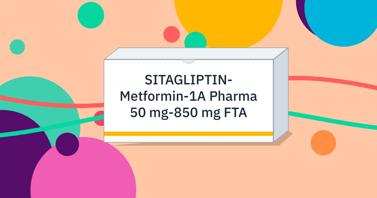 Symbolbild: Packung mit der Aufschrift SITAGLIPTIN-Metformin-1A Pharma 50 mg-850 mg FTA (PZN 17816154) – Verfügbarkeit und Bezug in Apotheken in Frankfurt am Main
