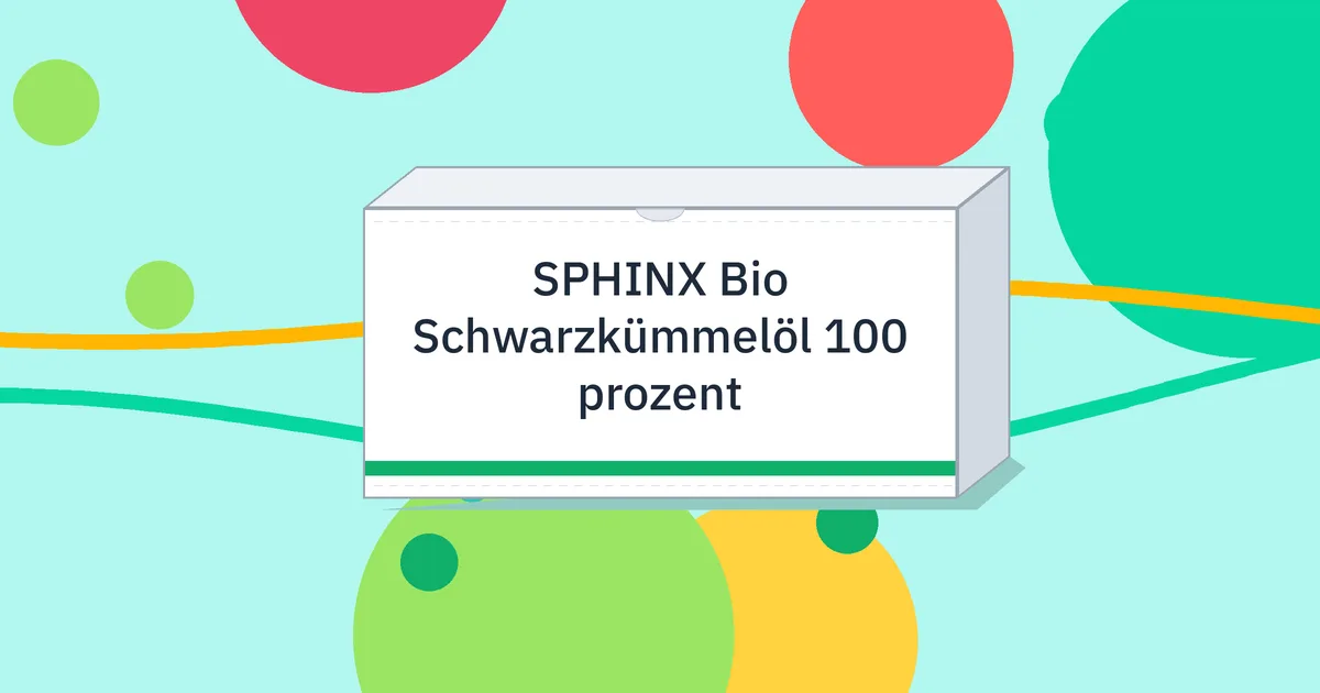 Symbolbild: Packung mit der Aufschrift SPHINX Bio Schwarzkümmelöl 100 prozent (PZN 20817766) – Verfügbarkeit und Bezug in Apotheken in Frankfurt am Main