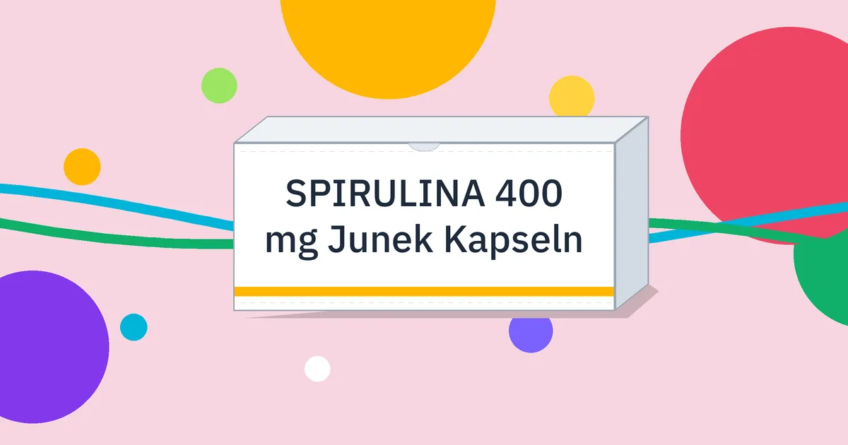 Symbolbild: Packung mit der Aufschrift SPIRULINA 400 mg Junek Kapseln (PZN 20857429) – Verfügbarkeit und Bezug in Apotheken in Frankfurt am Main