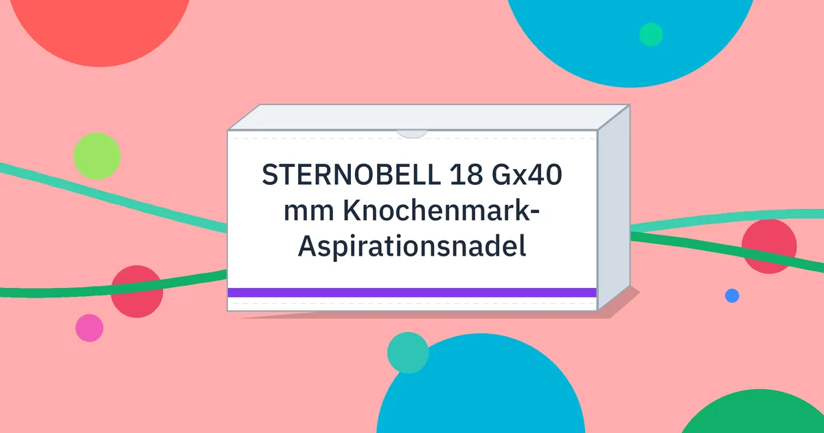 Symbolbild: Packung mit der Aufschrift STERNOBELL 18 Gx40 mm Knochenmark-Aspirationsnadel (PZN 19529766) – Verfügbarkeit und Bezug in Apotheken in Frankfurt am Main