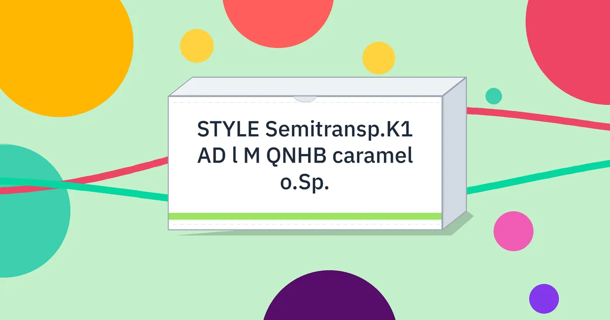 Symbolbild: Packung mit der Aufschrift STYLE Semitransp.K1 AD l M QNHB caramel o.Sp. (PZN 18869359) – Verfügbarkeit und Bezug in Apotheken in Frankfurt am Main