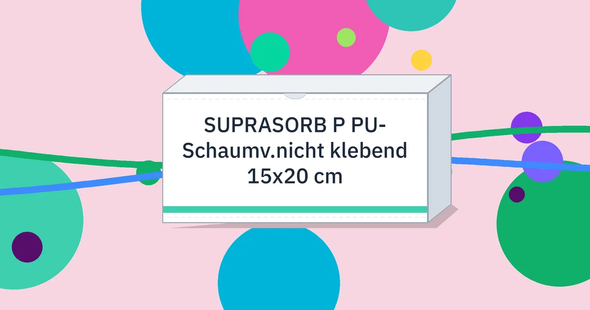 Symbolbild: Packung mit der Aufschrift SUPRASORB P PU-Schaumv.nicht klebend 15x20 cm (PZN 20277672) – Verfügbarkeit und Bezug in Apotheken in Frankfurt am Main