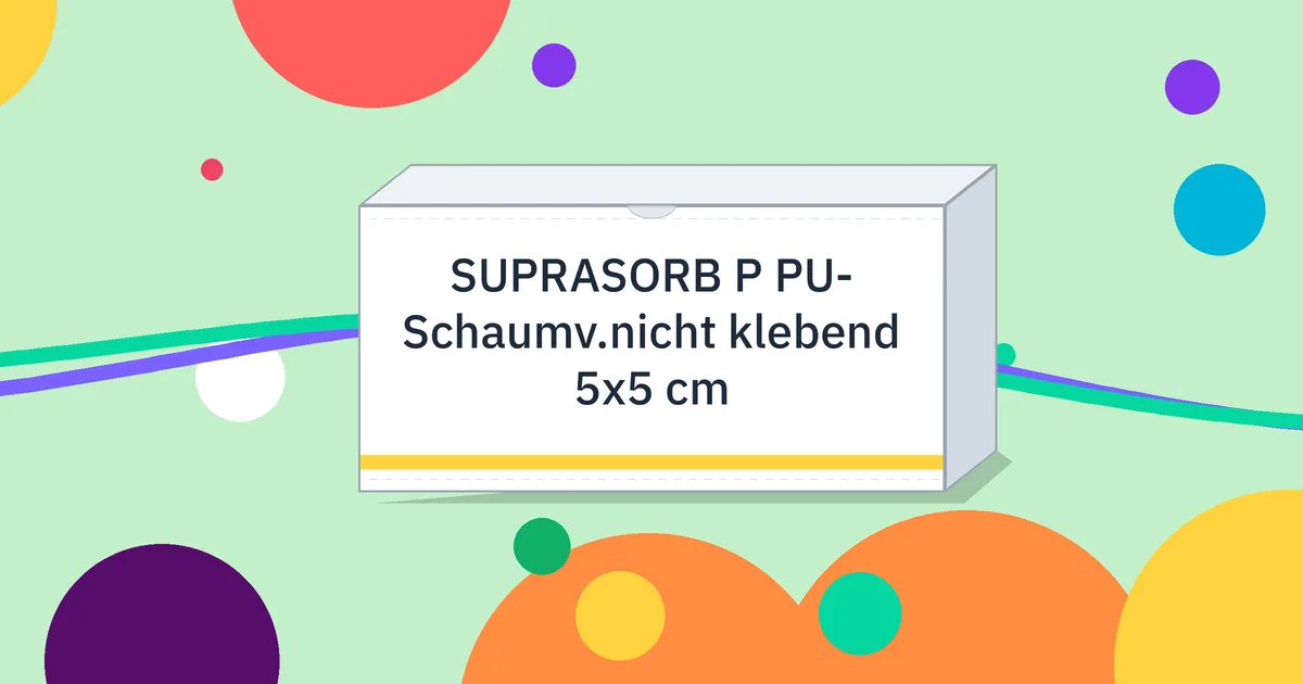 Symbolbild: Packung mit der Aufschrift SUPRASORB P PU-Schaumv.nicht klebend 5x5 cm (PZN 17833879) – Verfügbarkeit und Bezug in Apotheken in Frankfurt am Main
