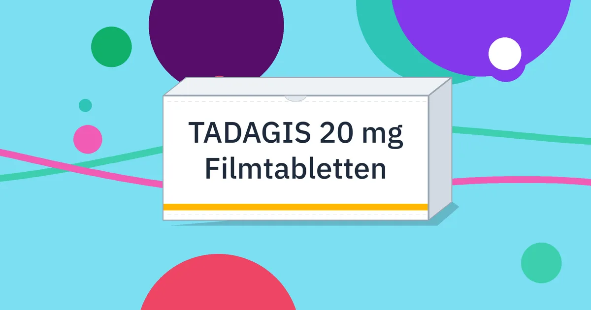 Symbolbild: Packung mit der Aufschrift TADAGIS 20 mg Filmtabletten (PZN 20052192) – Verfügbarkeit und Bezug in Apotheken in Frankfurt am Main