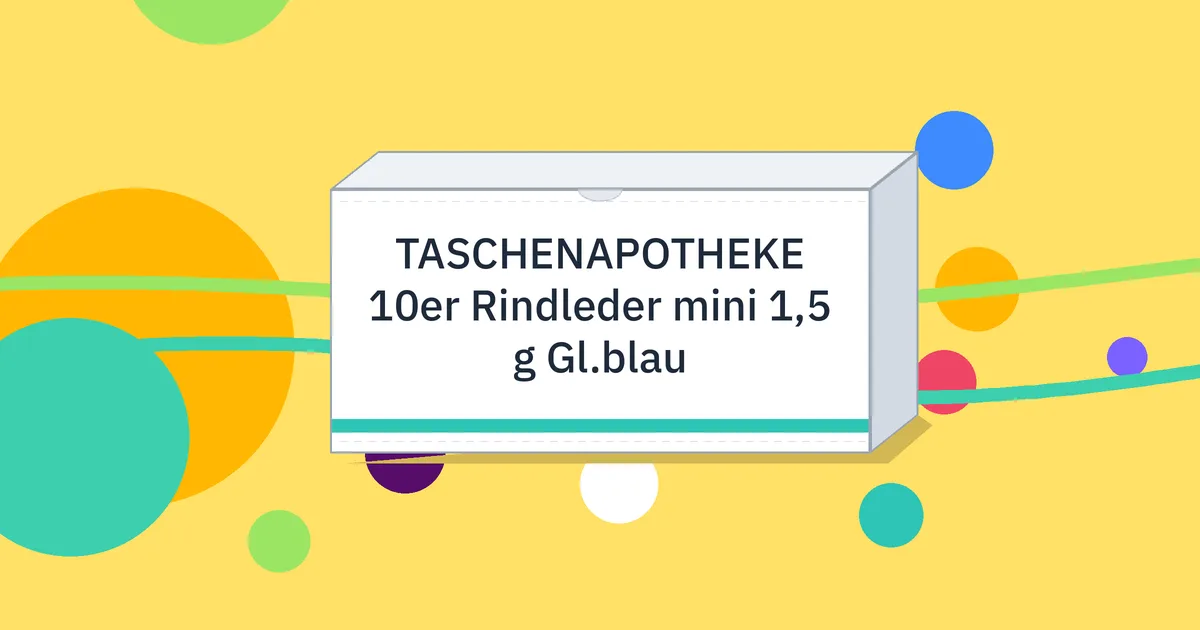 Symbolbild: Packung mit der Aufschrift TASCHENAPOTHEKE 10er Rindleder mini 1,5 g Gl.blau (PZN 00420995) – Verfügbarkeit und Bezug in Apotheken in Frankfurt am Main