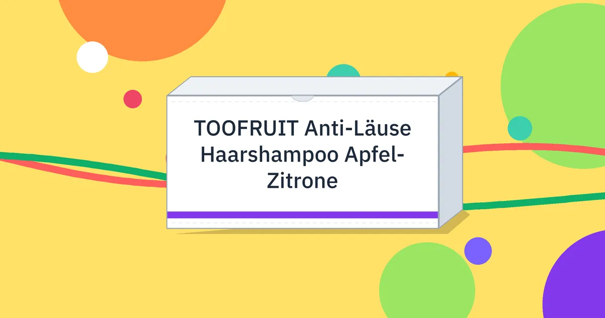Symbolbild: Packung mit der Aufschrift TOOFRUIT Anti-Läuse Haarshampoo Apfel-Zitrone (PZN 19387473) – Verfügbarkeit und Bezug in Apotheken in Frankfurt am Main