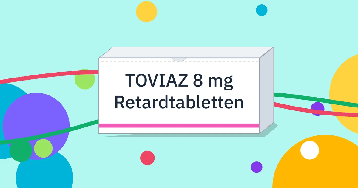 Symbolbild: Packung mit der Aufschrift TOVIAZ 8 mg Retardtabletten (PZN 00020540) – Verfügbarkeit und Bezug in Apotheken in Frankfurt am Main