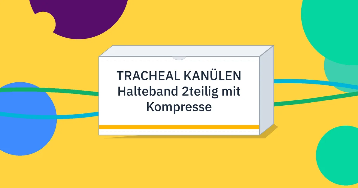 Symbolbild: Packung mit der Aufschrift TRACHEAL KANÜLEN Halteband 2teilig mit Kompresse (PZN 03903665) – Verfügbarkeit und Bezug in Apotheken in Frankfurt am Main