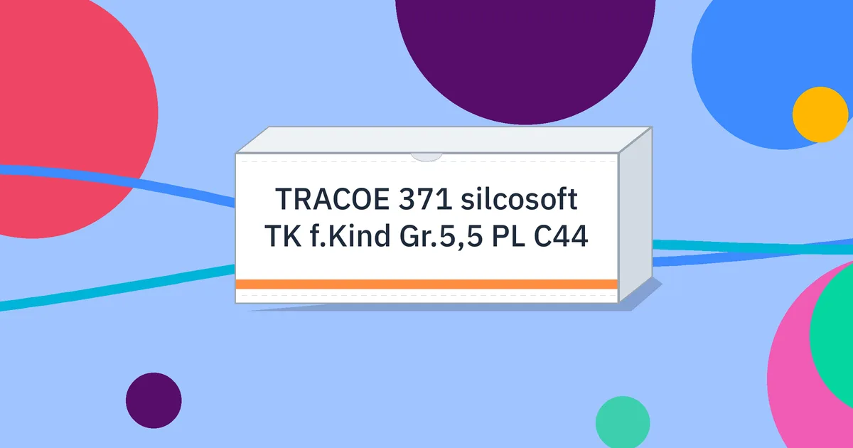 Symbolbild: Packung mit der Aufschrift TRACOE 371 silcosoft TK f.Kind Gr.5,5 PL C44 (PZN 14315724) – Verfügbarkeit und Bezug in Apotheken in Frankfurt am Main