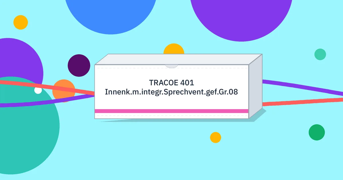 Symbolbild: Packung mit der Aufschrift TRACOE 401 Innenk.m.integr.Sprechvent.gef.Gr.08 (PZN 02723381) – Verfügbarkeit und Bezug in Apotheken in Frankfurt am Main