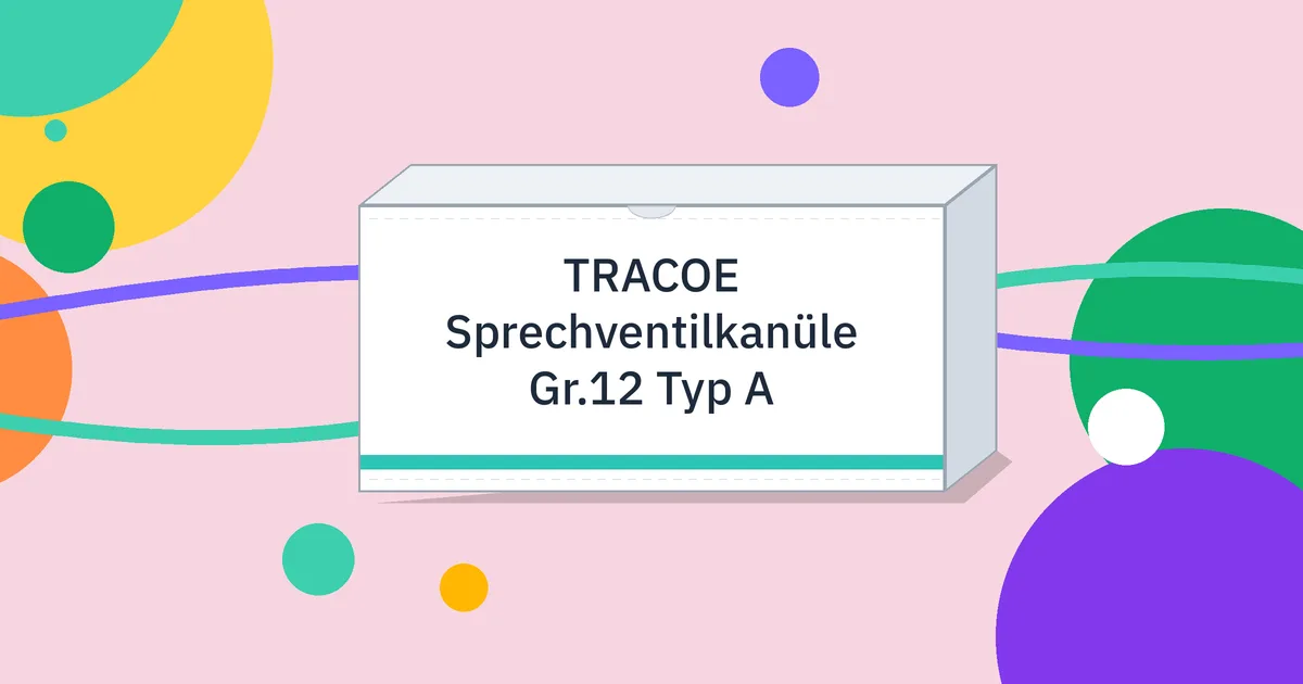 Symbolbild: Packung mit der Aufschrift TRACOE Sprechventilkanüle Gr.12 Typ A (PZN 07483504) – Verfügbarkeit und Bezug in Apotheken in Frankfurt am Main