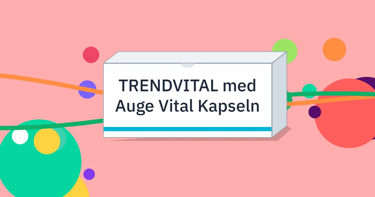 Symbolbild: Packung mit der Aufschrift TRENDVITAL med Auge Vital Kapseln (PZN 12563429) – Verfügbarkeit und Bezug in Apotheken in Frankfurt am Main