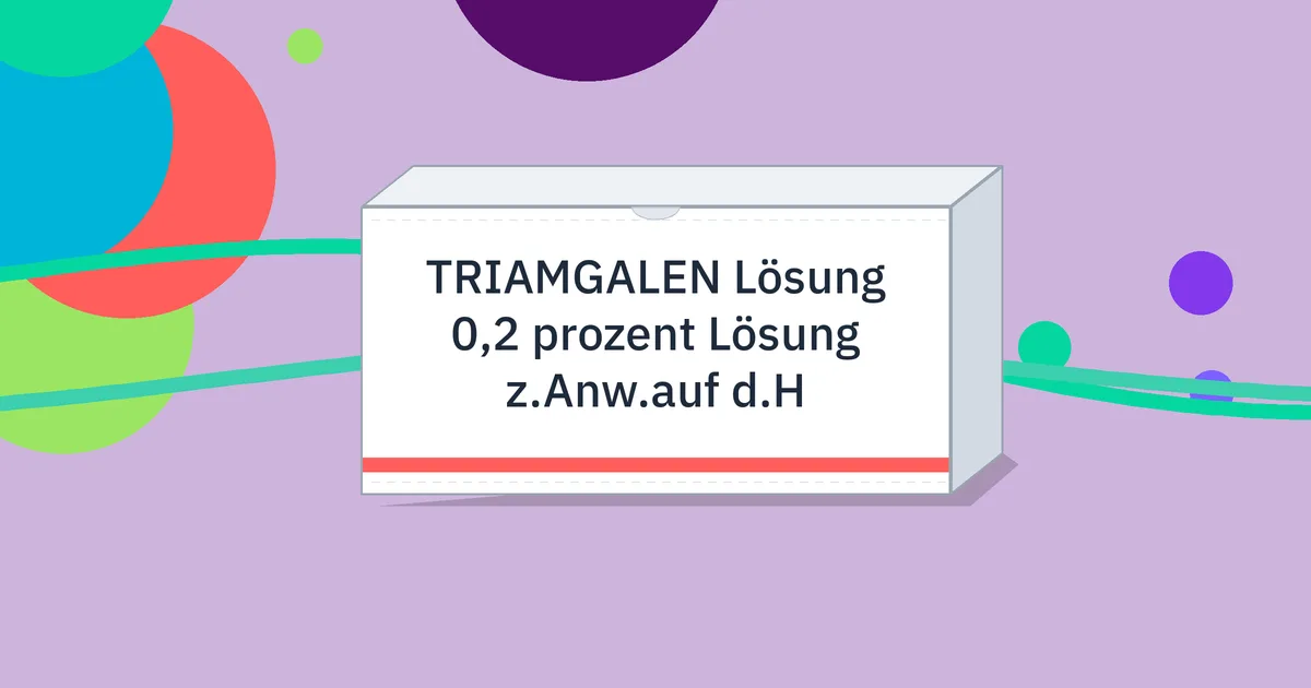 Symbolbild: Packung mit der Aufschrift TRIAMGALEN Lösung 0,2 prozent Lösung z.Anw.auf d.H (PZN 01356420) – Verfügbarkeit und Bezug in Apotheken in Frankfurt am Main