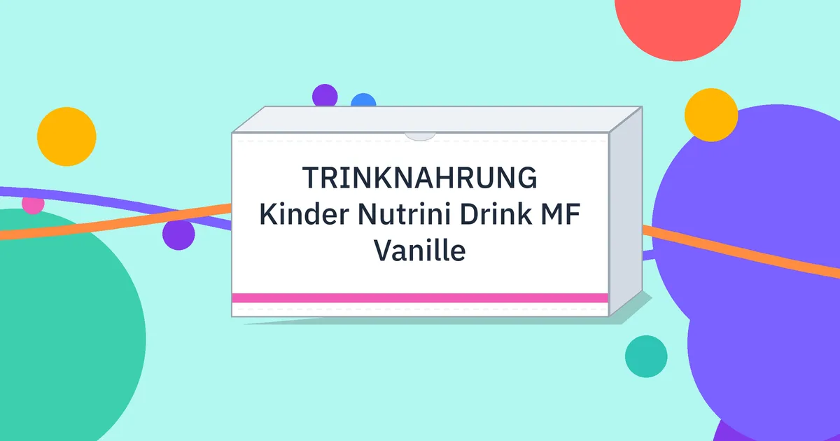 Symbolbild: Packung mit der Aufschrift TRINKNAHRUNG Kinder Nutrini Drink MF Vanille (PZN 13228845) – Verfügbarkeit und Bezug in Apotheken in Frankfurt am Main