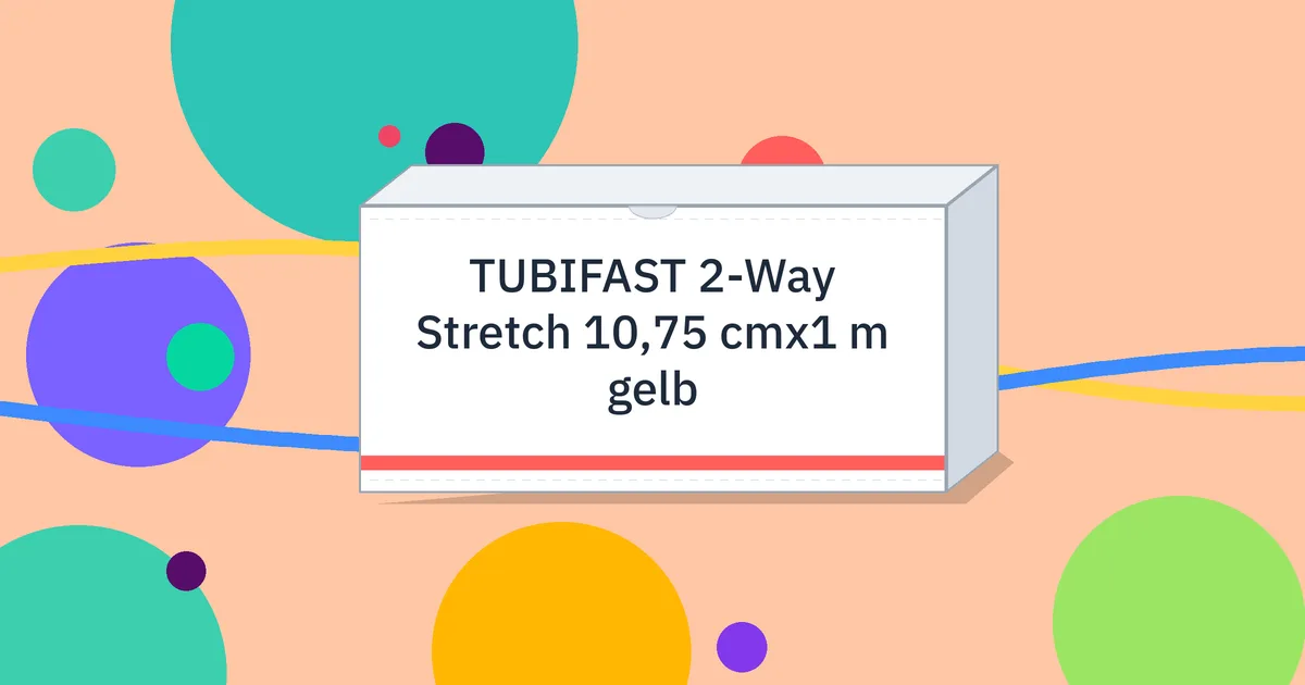 Symbolbild: Packung mit der Aufschrift TUBIFAST 2-Way Stretch 10,75 cmx1 m gelb (PZN 14333886) – Verfügbarkeit und Bezug in Apotheken in Frankfurt am Main