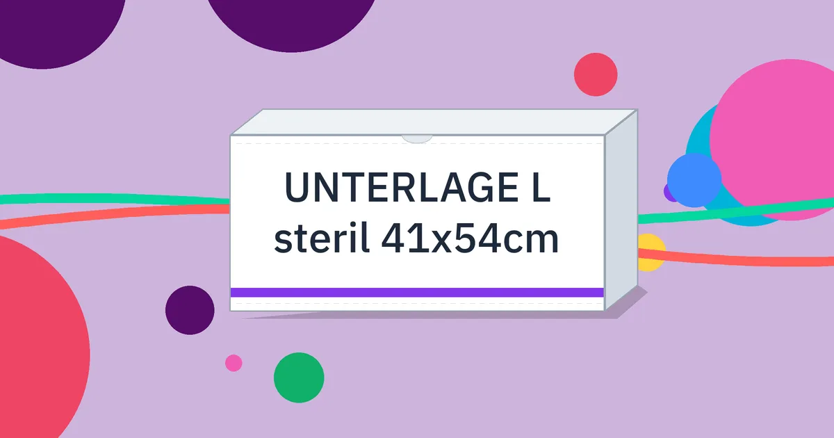 Symbolbild: Packung mit der Aufschrift UNTERLAGE L steril 41x54cm (PZN 08848557) – Verfügbarkeit und Bezug in Apotheken in Frankfurt am Main