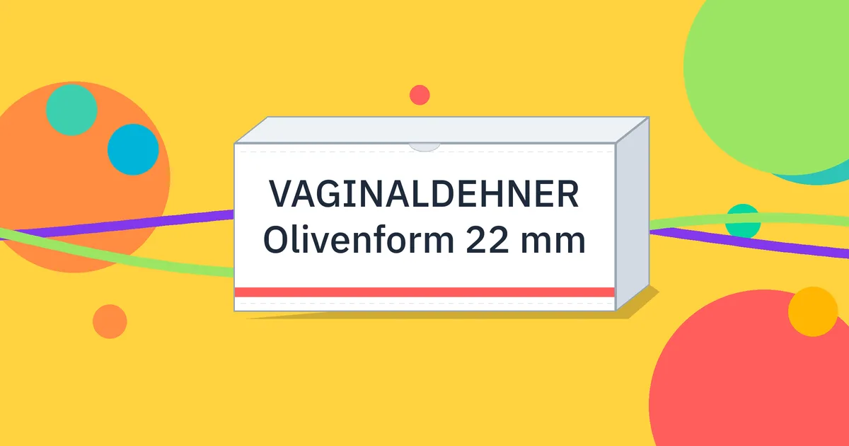 Symbolbild: Packung mit der Aufschrift VAGINALDEHNER Olivenform 22 mm (PZN 16356897) – Verfügbarkeit und Bezug in Apotheken in Frankfurt am Main