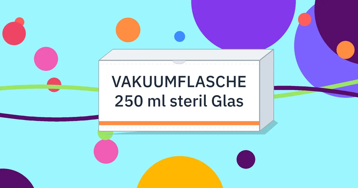 Symbolbild: Packung mit der Aufschrift VAKUUMFLASCHE 250 ml steril Glas (PZN 05991805) – Verfügbarkeit und Bezug in Apotheken in Frankfurt am Main