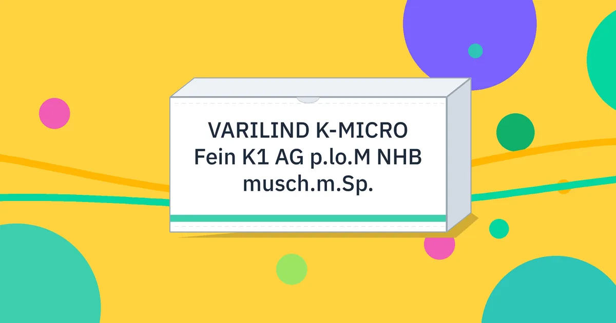 Symbolbild: Packung mit der Aufschrift VARILIND K-MICRO Fein K1 AG p.lo.M NHB musch.m.Sp. (PZN 20555639) – Verfügbarkeit und Bezug in Apotheken in Frankfurt am Main