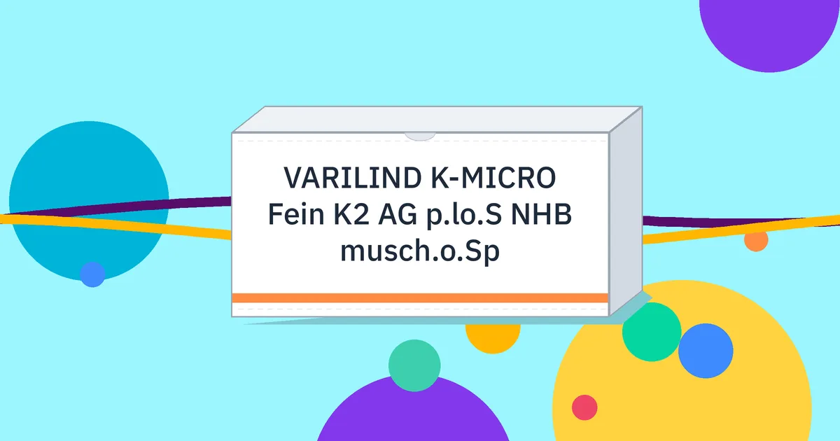 Symbolbild: Packung mit der Aufschrift VARILIND K-MICRO Fein K2 AG p.lo.S NHB musch.o.Sp (PZN 20618771) – Verfügbarkeit und Bezug in Apotheken in Frankfurt am Main