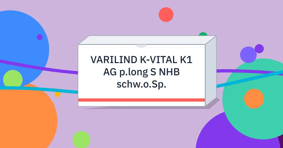 Symbolbild: Packung mit der Aufschrift VARILIND K-VITAL K1 AG p.long S NHB schw.o.Sp. (PZN 20563768) – Verfügbarkeit und Bezug in Apotheken in Frankfurt am Main