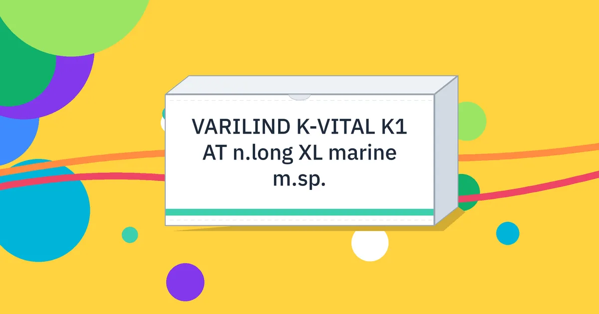 Symbolbild: Packung mit der Aufschrift VARILIND K-VITAL K1 AT n.long XL marine m.sp. (PZN 20560008) – Verfügbarkeit und Bezug in Apotheken in Frankfurt am Main