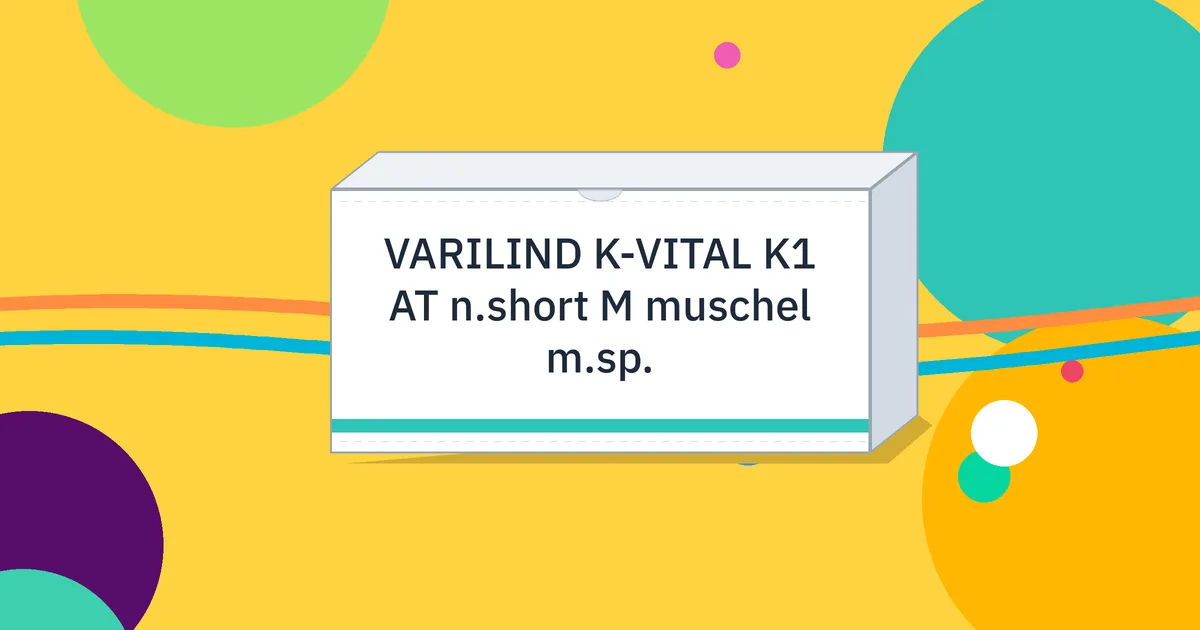 Symbolbild: Packung mit der Aufschrift VARILIND K-VITAL K1 AT n.short M muschel m.sp. (PZN 20560712) – Verfügbarkeit und Bezug in Apotheken in Frankfurt am Main