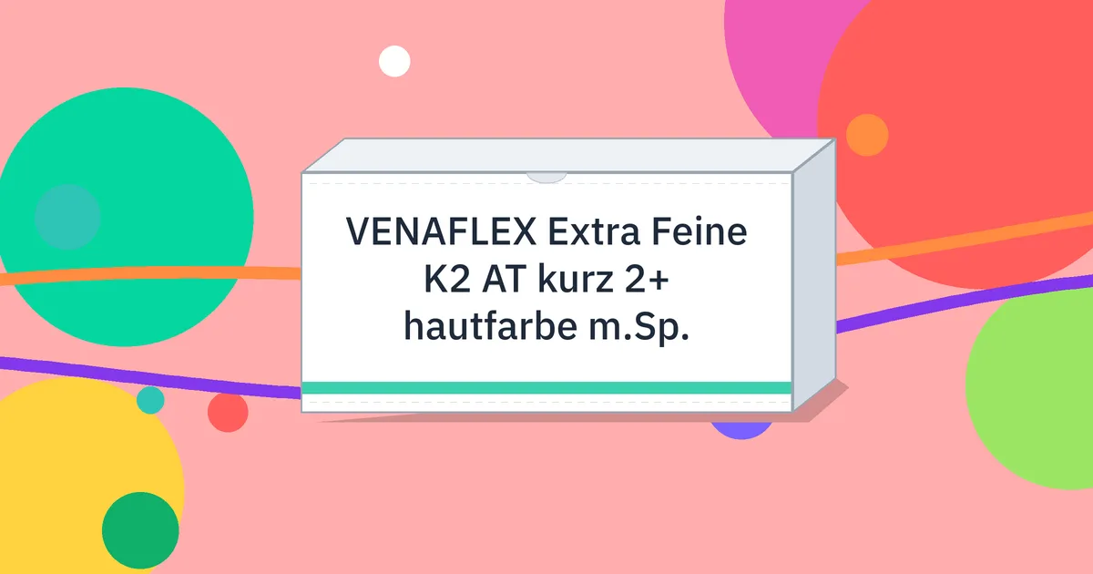 Symbolbild: Packung mit der Aufschrift VENAFLEX Extra Feine K2 AT kurz 2+ hautfarbe m.Sp. (PZN 18308721) – Verfügbarkeit und Bezug in Apotheken in Frankfurt am Main