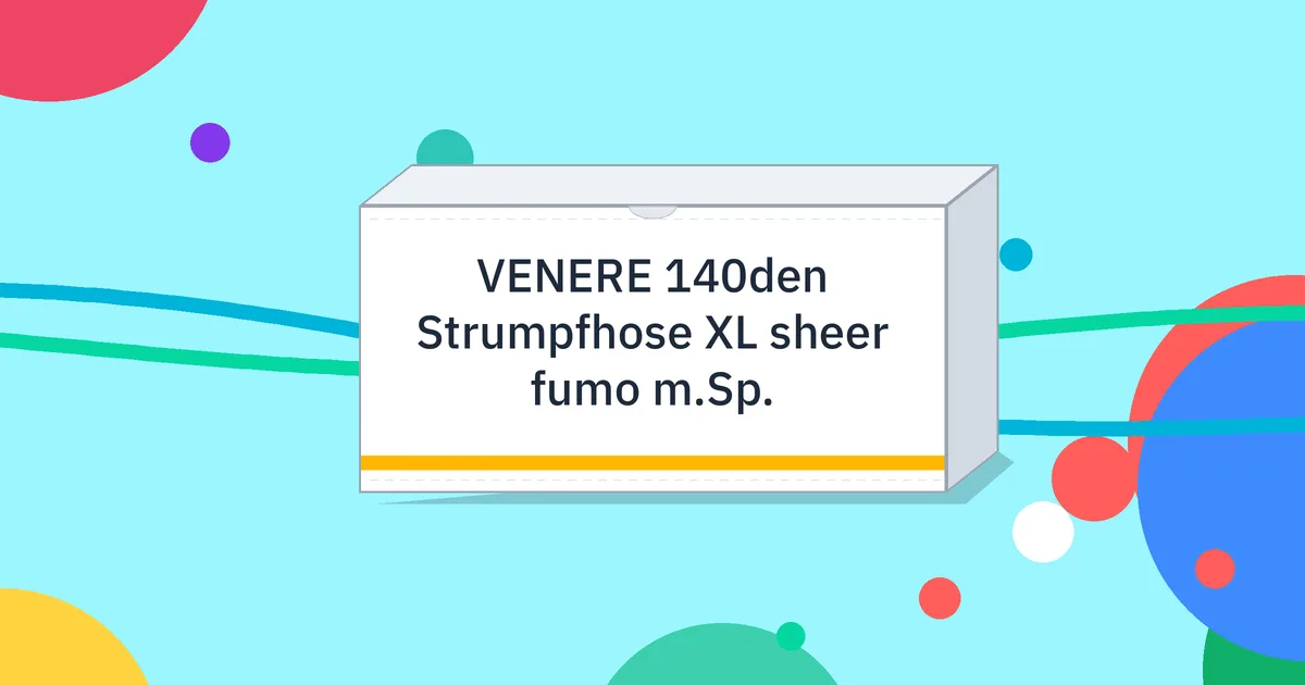 Symbolbild: Packung mit der Aufschrift VENERE 140den Strumpfhose XL sheer fumo m.Sp. (PZN 16171241) – Verfügbarkeit und Bezug in Apotheken in Frankfurt am Main