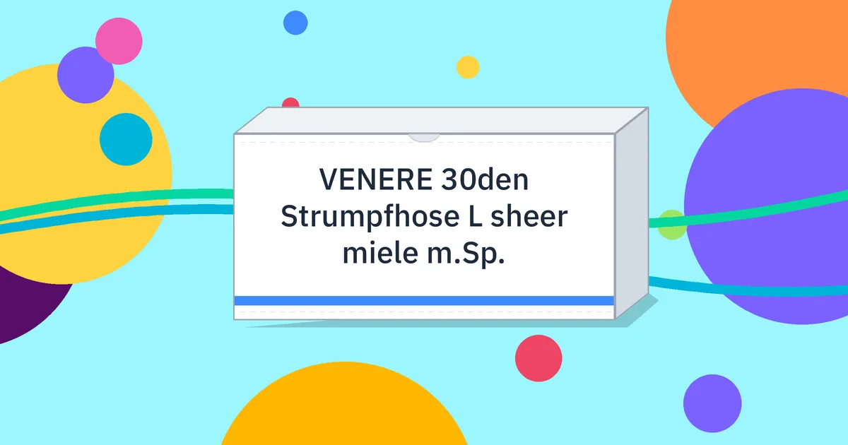 Symbolbild: Packung mit der Aufschrift VENERE 30den Strumpfhose L sheer miele m.Sp. (PZN 16172559) – Verfügbarkeit und Bezug in Apotheken in Frankfurt am Main