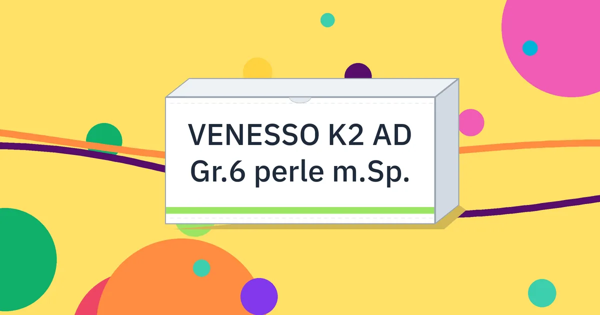 Symbolbild: Packung mit der Aufschrift VENESSO K2 AD Gr.6 perle m.Sp. (PZN 03257107) – Verfügbarkeit und Bezug in Apotheken in Frankfurt am Main