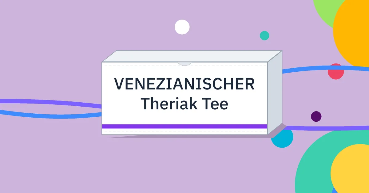 Symbolbild: Packung mit der Aufschrift VENEZIANISCHER Theriak Tee (PZN 19550186) – Verfügbarkeit und Bezug in Apotheken in Frankfurt am Main