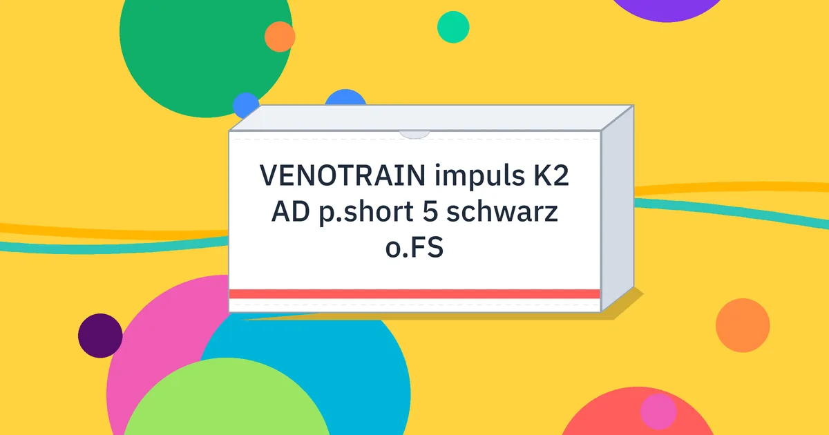 Symbolbild: Packung mit der Aufschrift VENOTRAIN impuls K2 AD p.short 5 schwarz o.FS (PZN 00627696) – Verfügbarkeit und Bezug in Apotheken in Frankfurt am Main
