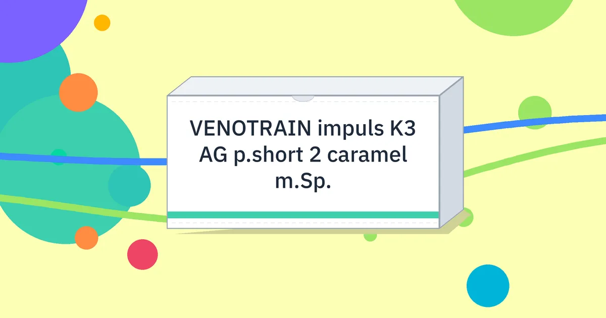 Symbolbild: Packung mit der Aufschrift VENOTRAIN impuls K3 AG p.short 2 caramel m.Sp. (PZN 00496627) – Verfügbarkeit und Bezug in Apotheken in Frankfurt am Main
