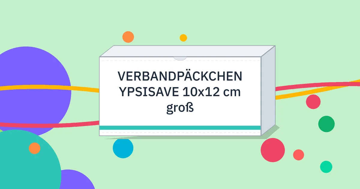 Symbolbild: Packung mit der Aufschrift VERBANDPÄCKCHEN YPSISAVE 10x12 cm groß (PZN 03257260) – Verfügbarkeit und Bezug in Apotheken in Frankfurt am Main