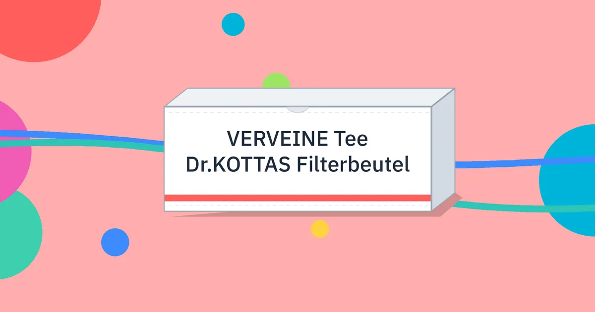 Symbolbild: Packung mit der Aufschrift VERVEINE Tee Dr.KOTTAS Filterbeutel (PZN 17924174) – Verfügbarkeit und Bezug in Apotheken in Frankfurt am Main
