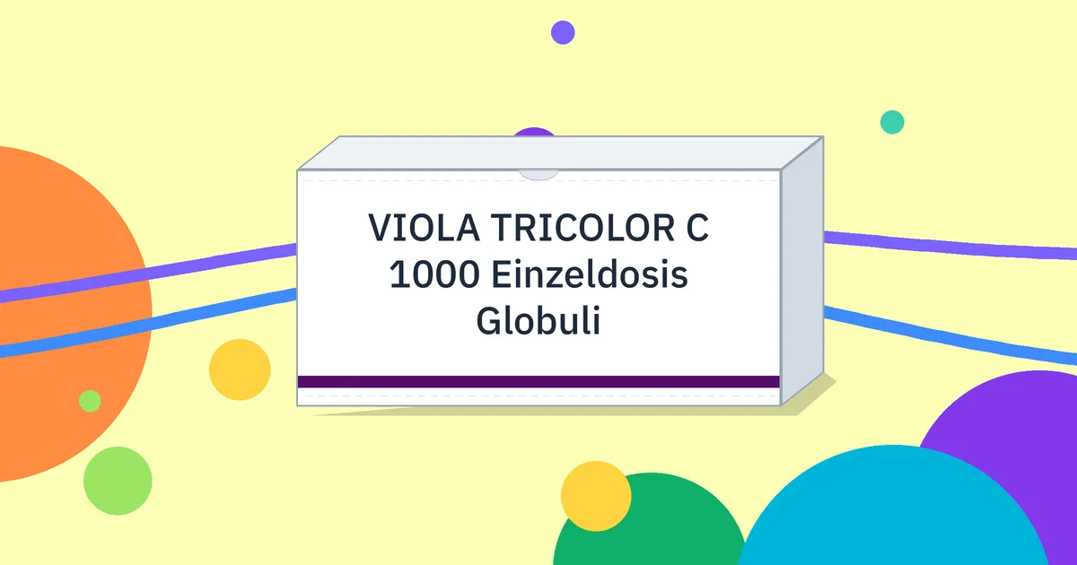 Symbolbild: Packung mit der Aufschrift VIOLA TRICOLOR C 1000 Einzeldosis Globuli (PZN 02695549) – Verfügbarkeit und Bezug in Apotheken in Frankfurt am Main