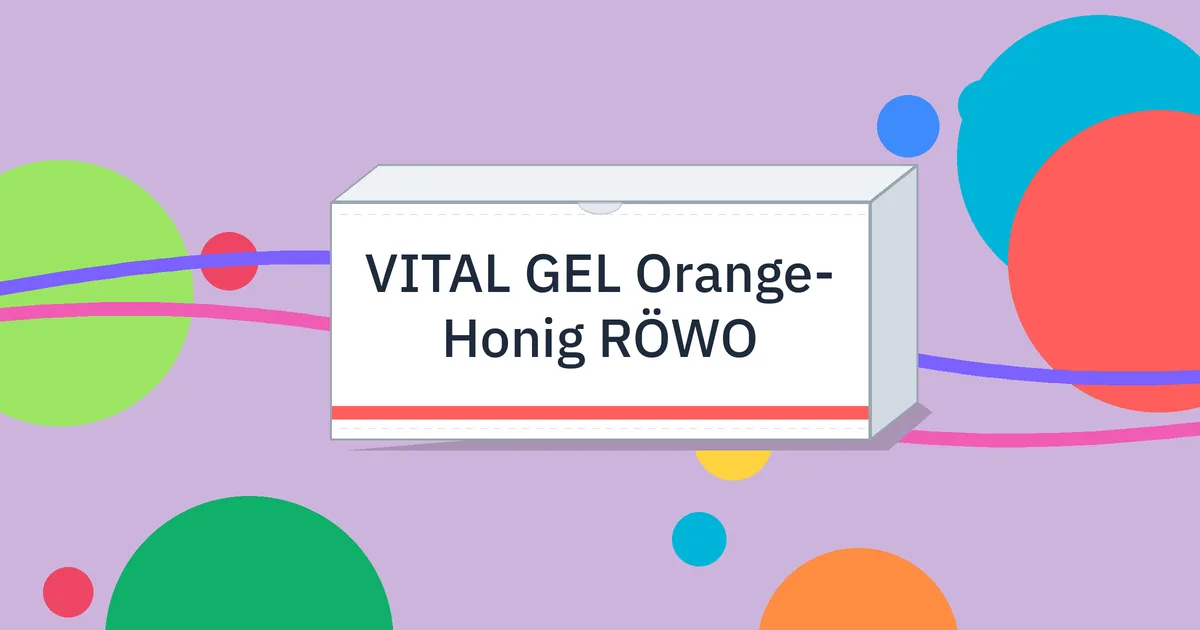 Symbolbild: Packung mit der Aufschrift VITAL GEL Orange-Honig RÖWO (PZN 17631443) – Verfügbarkeit und Bezug in Apotheken in Frankfurt am Main