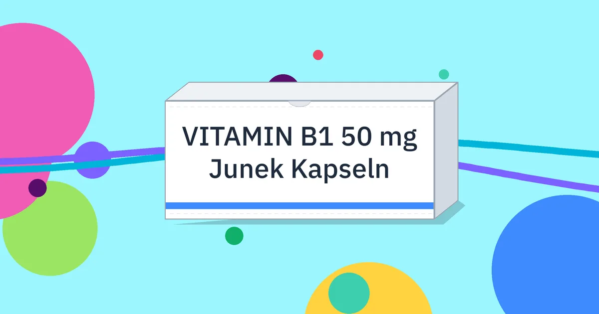 Symbolbild: Packung mit der Aufschrift VITAMIN B1 50 mg Junek Kapseln (PZN 16572017) – Verfügbarkeit und Bezug in Apotheken in Frankfurt am Main