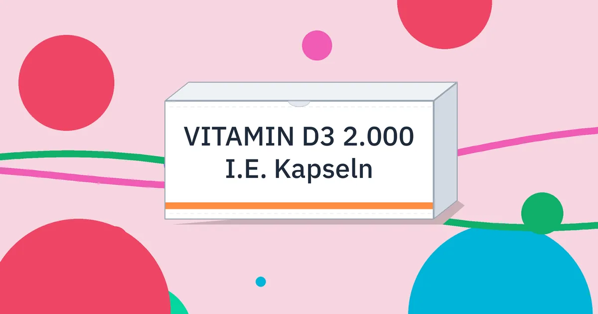 Symbolbild: Packung mit der Aufschrift VITAMIN D3 2.000 I.E. Kapseln (PZN 10758034) – Verfügbarkeit und Bezug in Apotheken in Frankfurt am Main