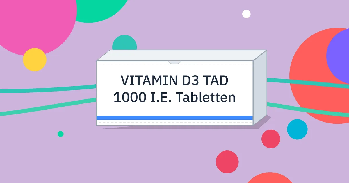 Symbolbild: Packung mit der Aufschrift VITAMIN D3 TAD 1000 I.E. Tabletten (PZN 20342228) – Verfügbarkeit und Bezug in Apotheken in Frankfurt am Main