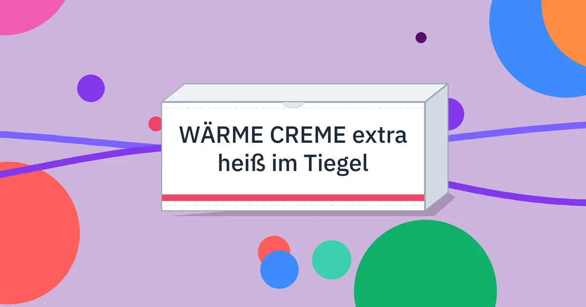 Symbolbild: Packung mit der Aufschrift WÄRME CREME extra heiß im Tiegel (PZN 17272145) – Verfügbarkeit und Bezug in Apotheken in Frankfurt am Main
