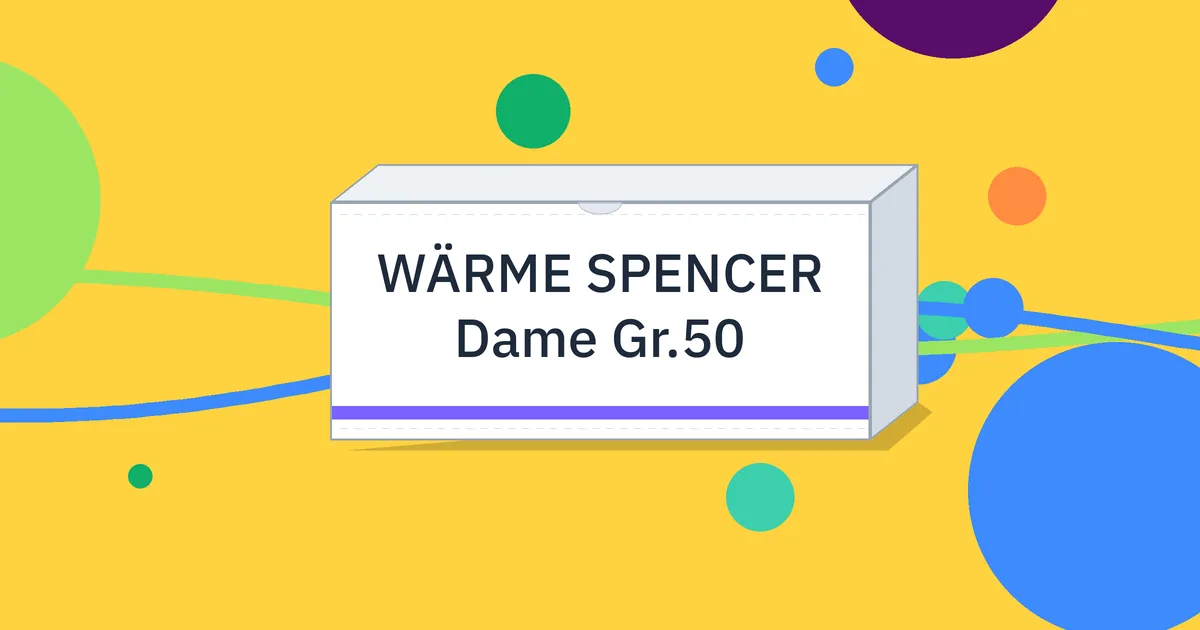 Symbolbild: Packung mit der Aufschrift WÄRME SPENCER Dame Gr.50 (PZN 02445746) – Verfügbarkeit und Bezug in Apotheken in Frankfurt am Main