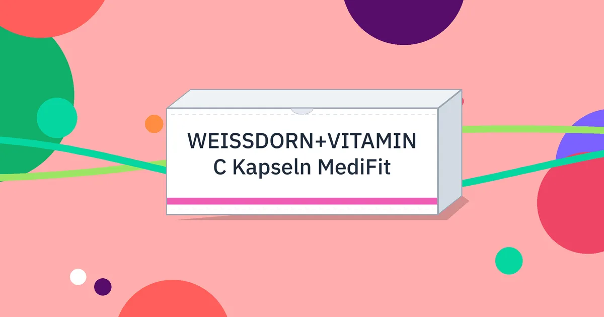 Symbolbild: Packung mit der Aufschrift WEISSDORN+VITAMIN C Kapseln MediFit (PZN 11292939) – Verfügbarkeit und Bezug in Apotheken in Frankfurt am Main