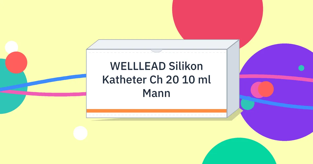 Symbolbild: Packung mit der Aufschrift WELLLEAD Silikon Katheter Ch 20 10 ml Mann (PZN 19672216) – Verfügbarkeit und Bezug in Apotheken in Frankfurt am Main
