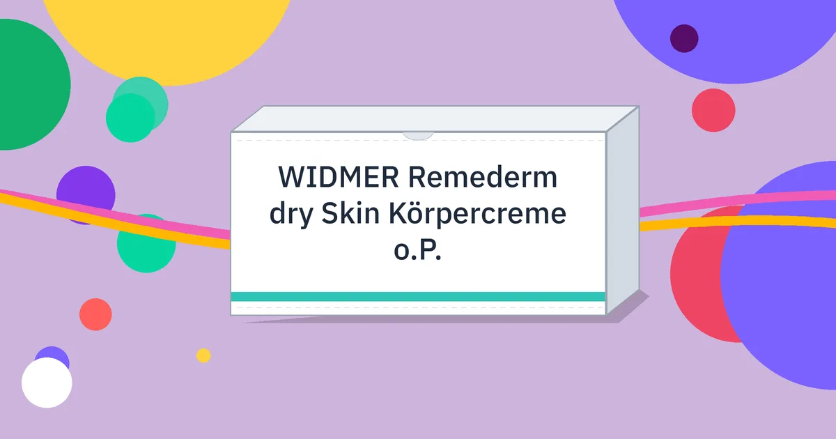 Symbolbild: Packung mit der Aufschrift WIDMER Remederm dry Skin Körpercreme o.P. (PZN 19345026) – Verfügbarkeit und Bezug in Apotheken in Frankfurt am Main