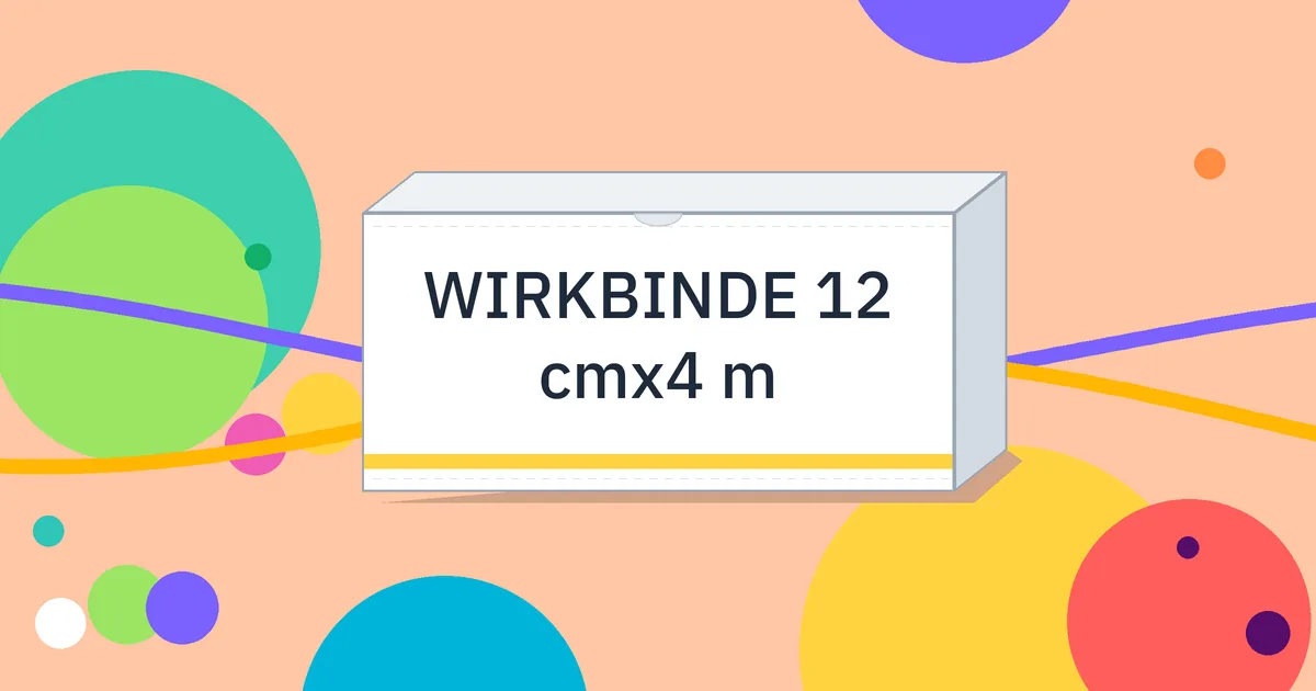 Symbolbild: Packung mit der Aufschrift WIRKBINDE 12 cmx4 m (PZN 20364827) – Verfügbarkeit und Bezug in Apotheken in Frankfurt am Main