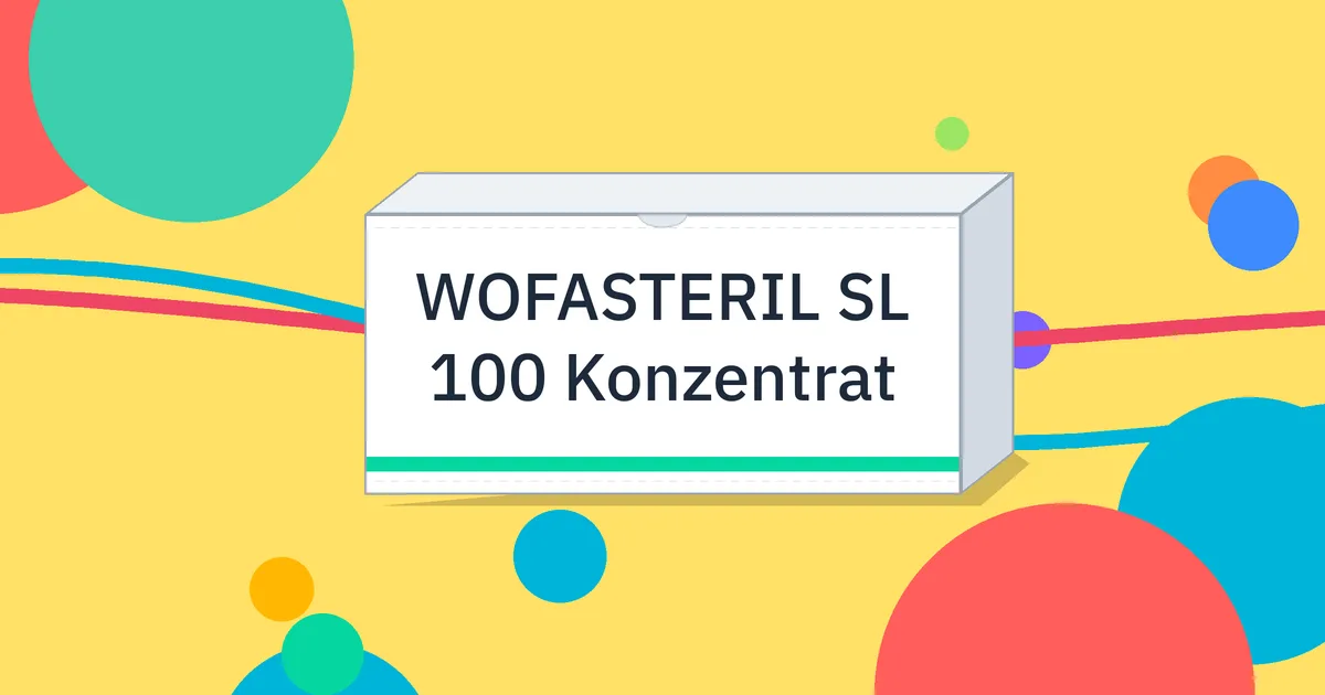 Symbolbild: Packung mit der Aufschrift WOFASTERIL SL 100 Konzentrat (PZN 05901179) – Verfügbarkeit und Bezug in Apotheken in Frankfurt am Main